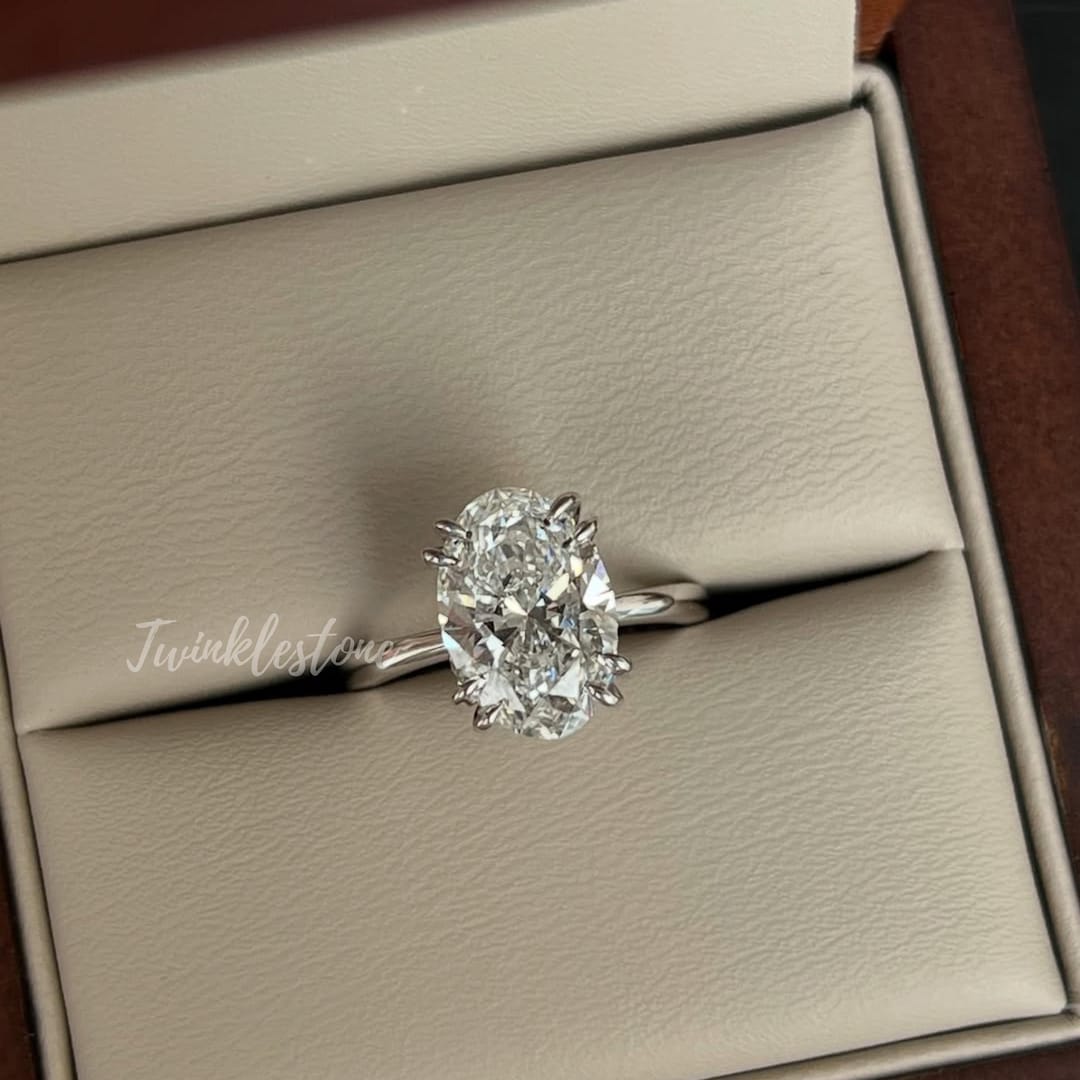 3 CT Oval Cut Moissanite Engagement Ring, 14K/18K Solid Gold, Oval 8 ...
