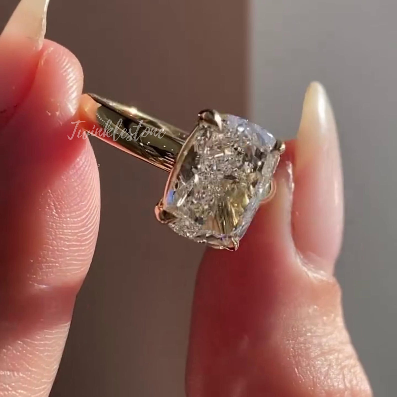 3 CT Elongated Cushion Cut Moissanite Diamond Engagement Ring, 14K/18K ...