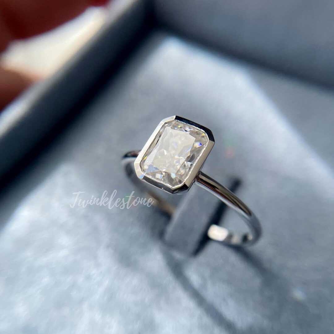 2.50 CT Radiant Cut Moissanite Diamond Engagement Ring, 14K/18K Solid ...