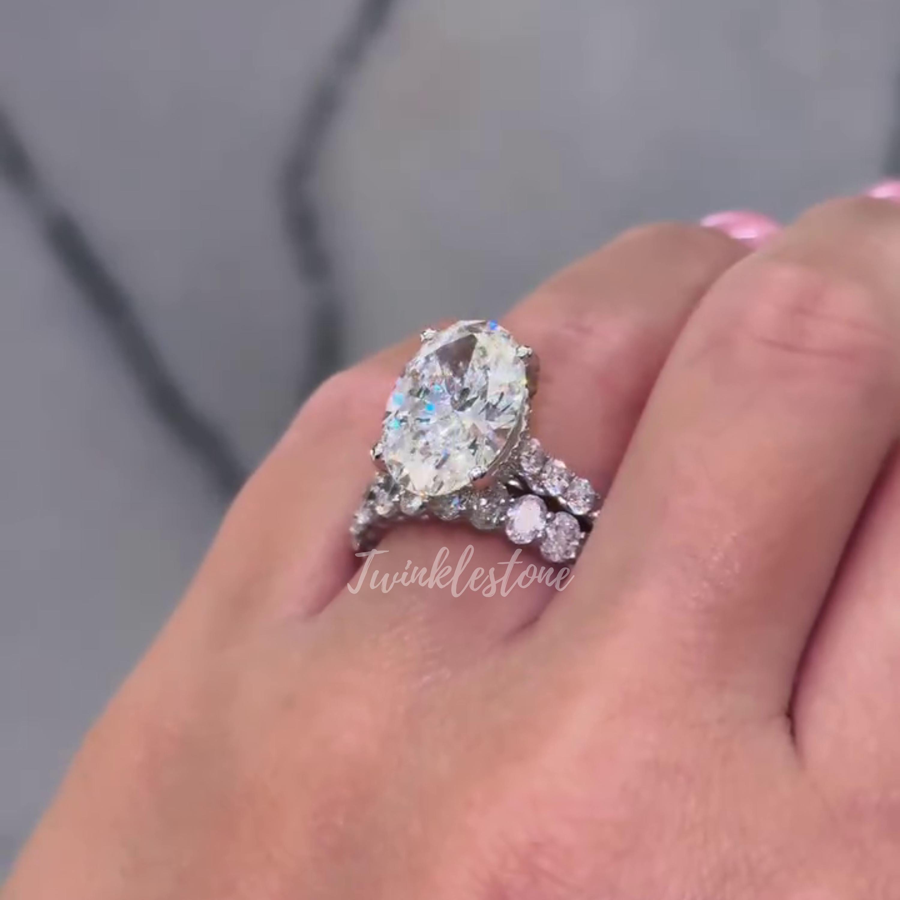 4 CT Oval Cut Moissanite Wedding Bridal Set, 14K/18K Solid Gold With ...