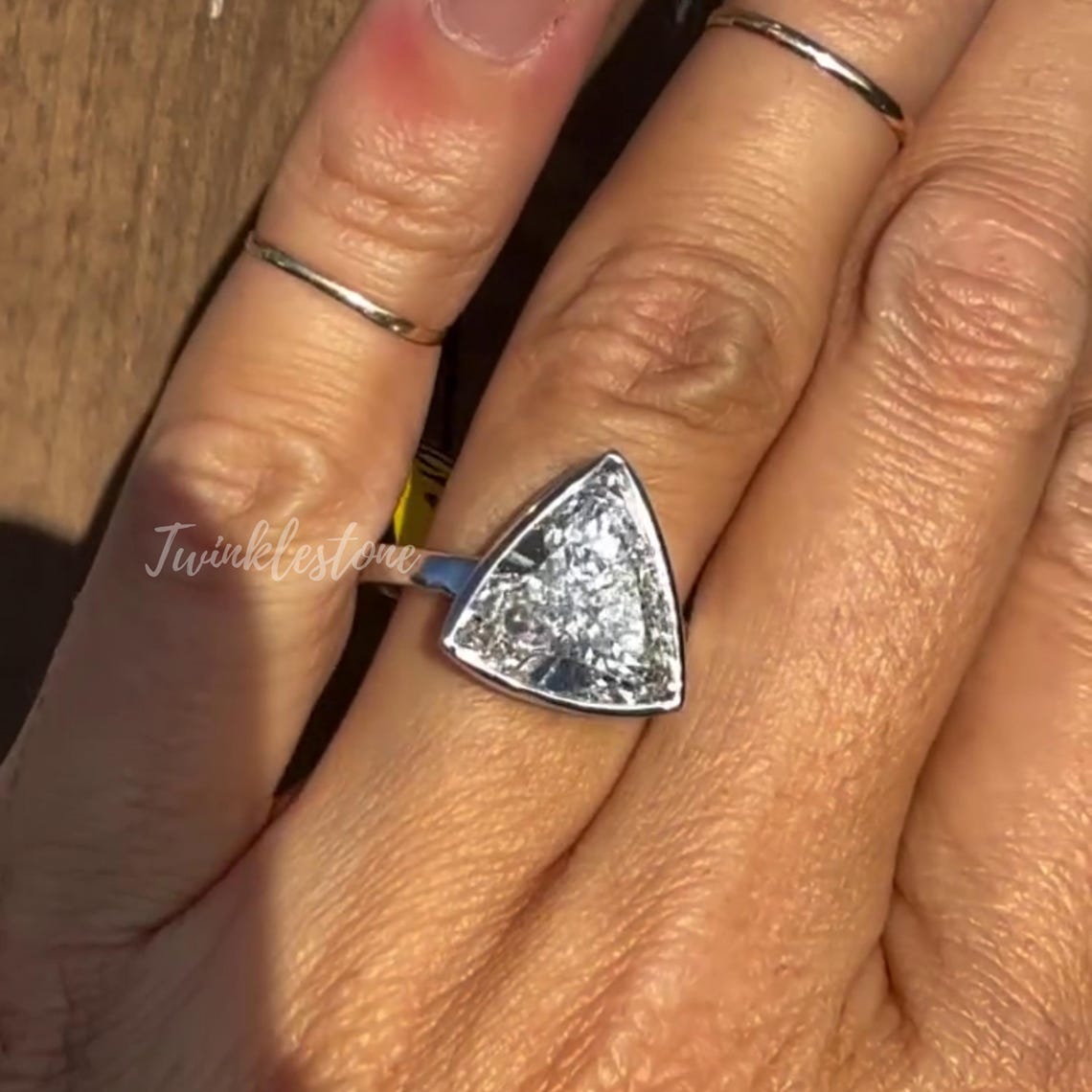 3 CT Trillion Cut Moissanite Diamond Engagement Ring, 14K/18K Solid ...