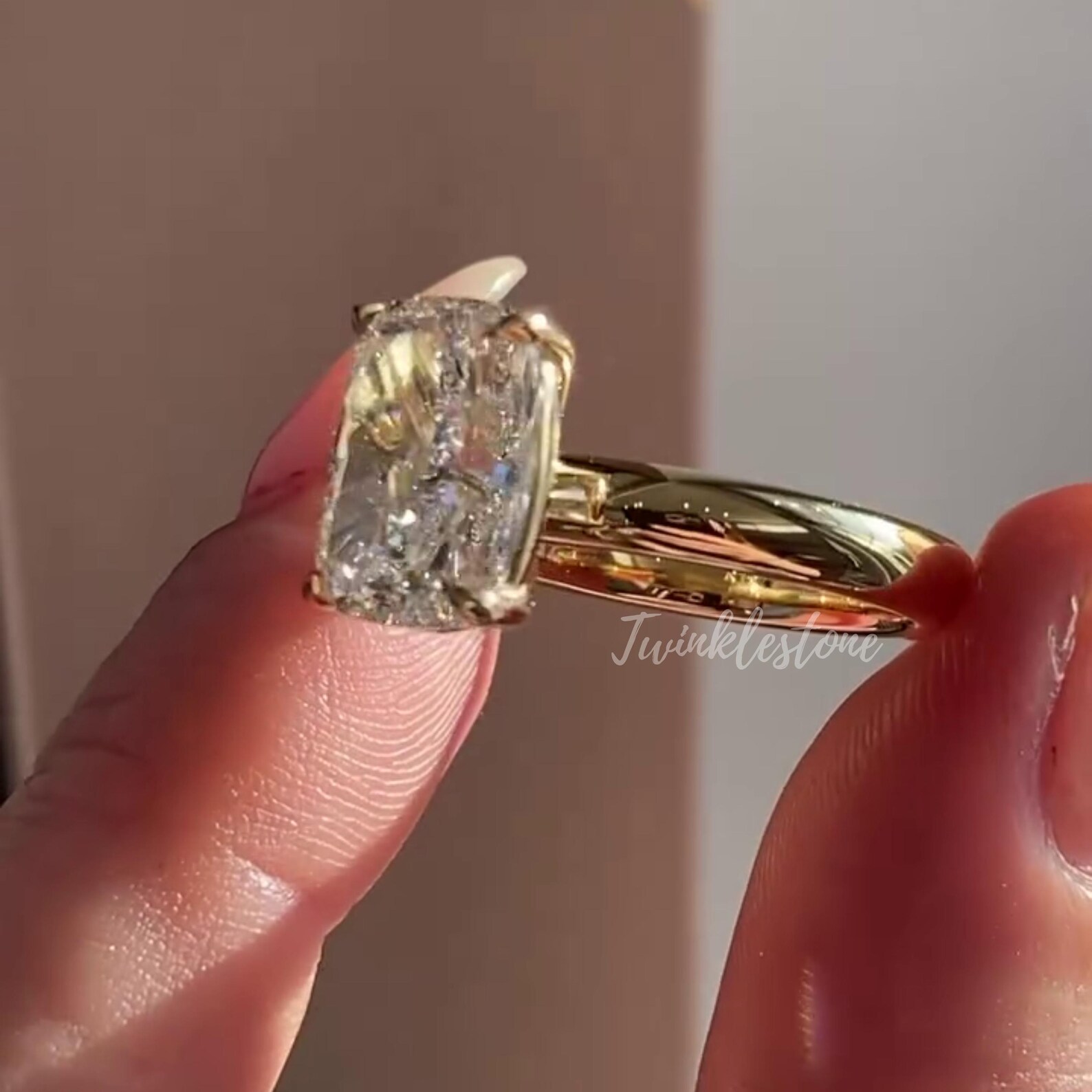 3 CT Elongated Cushion Cut Moissanite Diamond Engagement Ring, 14K/18K ...