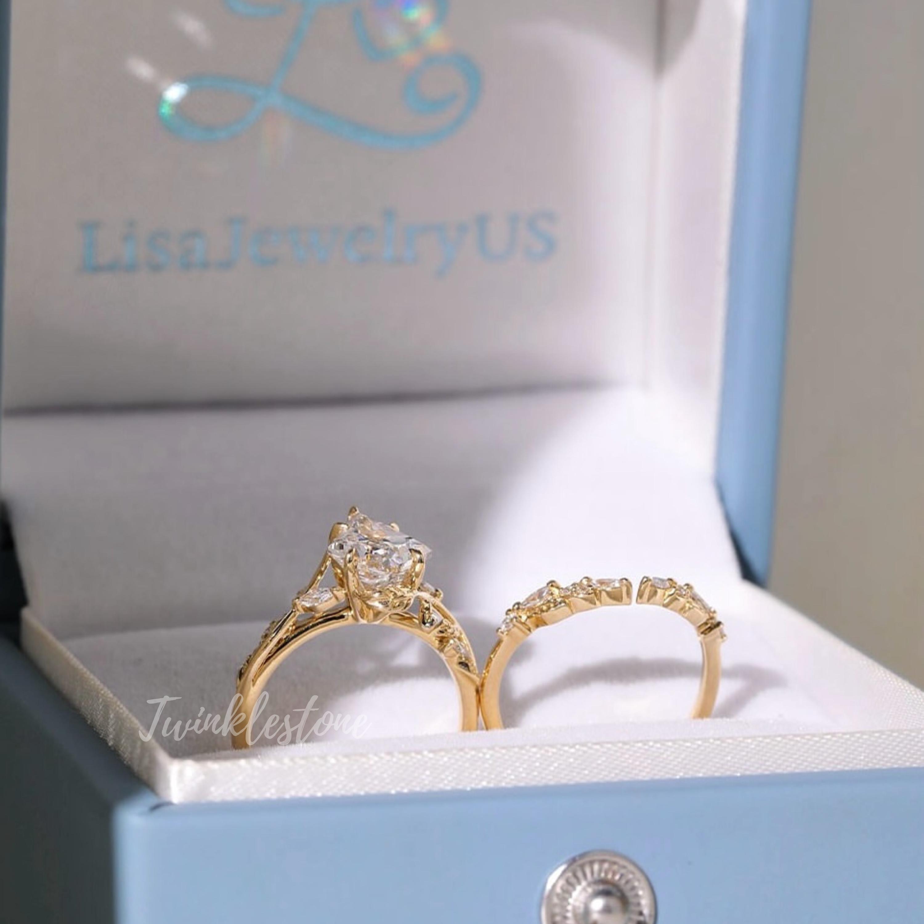 2.50 CT Kite Cut Moissanite Wedding Bridal Set, 18K Solid Gold ...