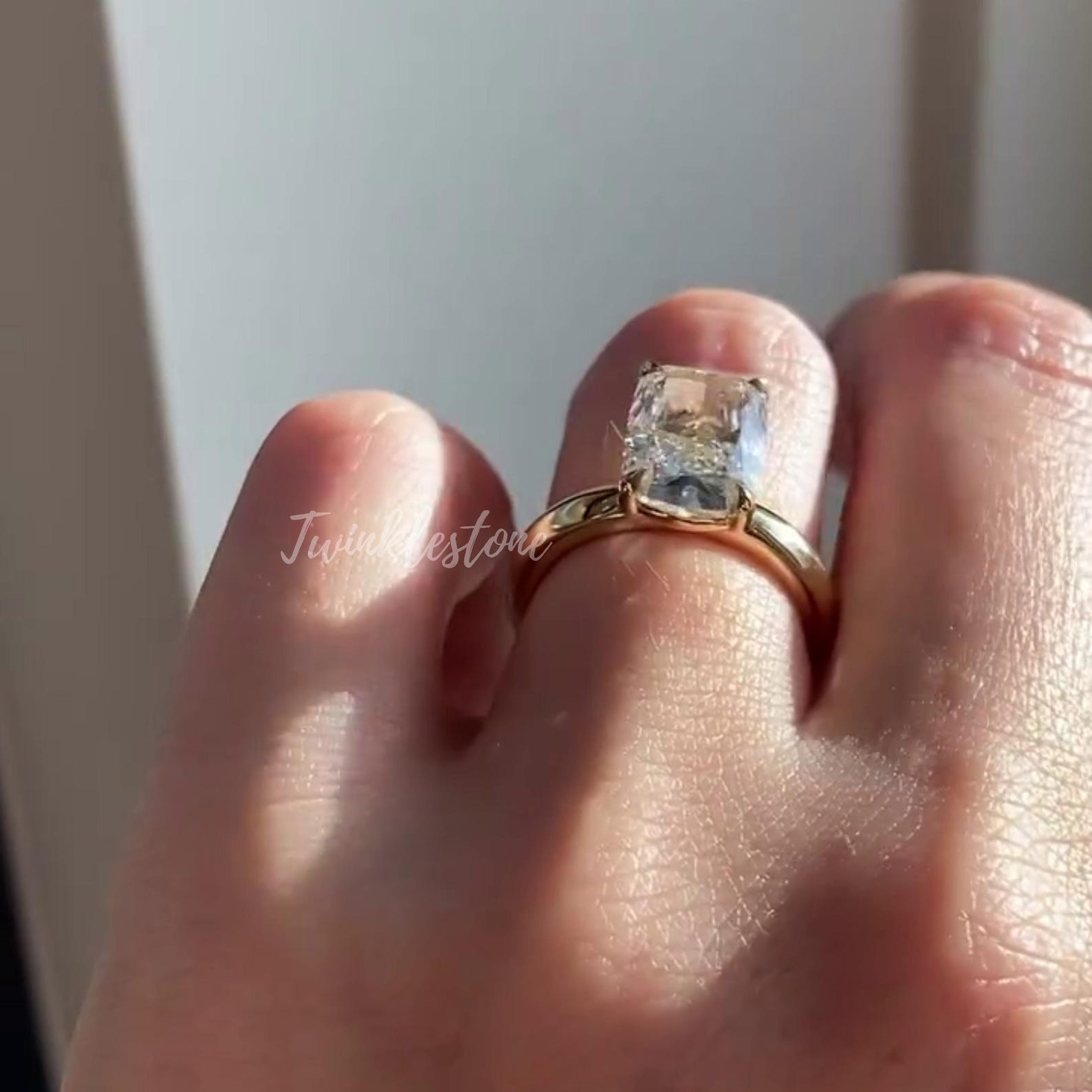 3 CT Elongated Cushion Cut Moissanite Diamond Engagement Ring, 14K/18K ...