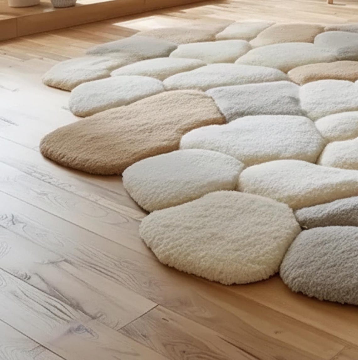 3D Pebble Rug • Plush Neutral Stone Area Carpet - Etsy