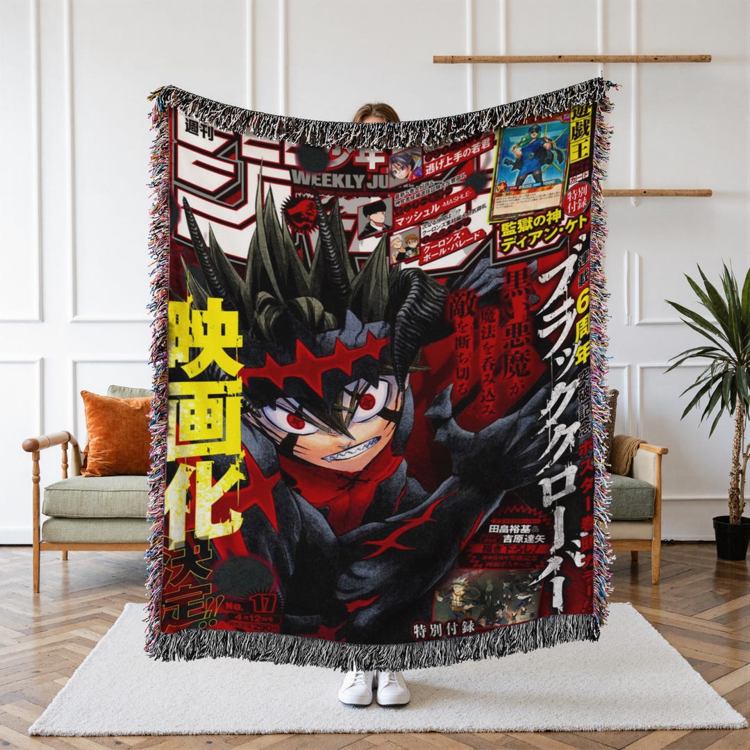 Black Clover Asta Devil Form Woven Blanket, Anime Tapestry, Asta Demon ...