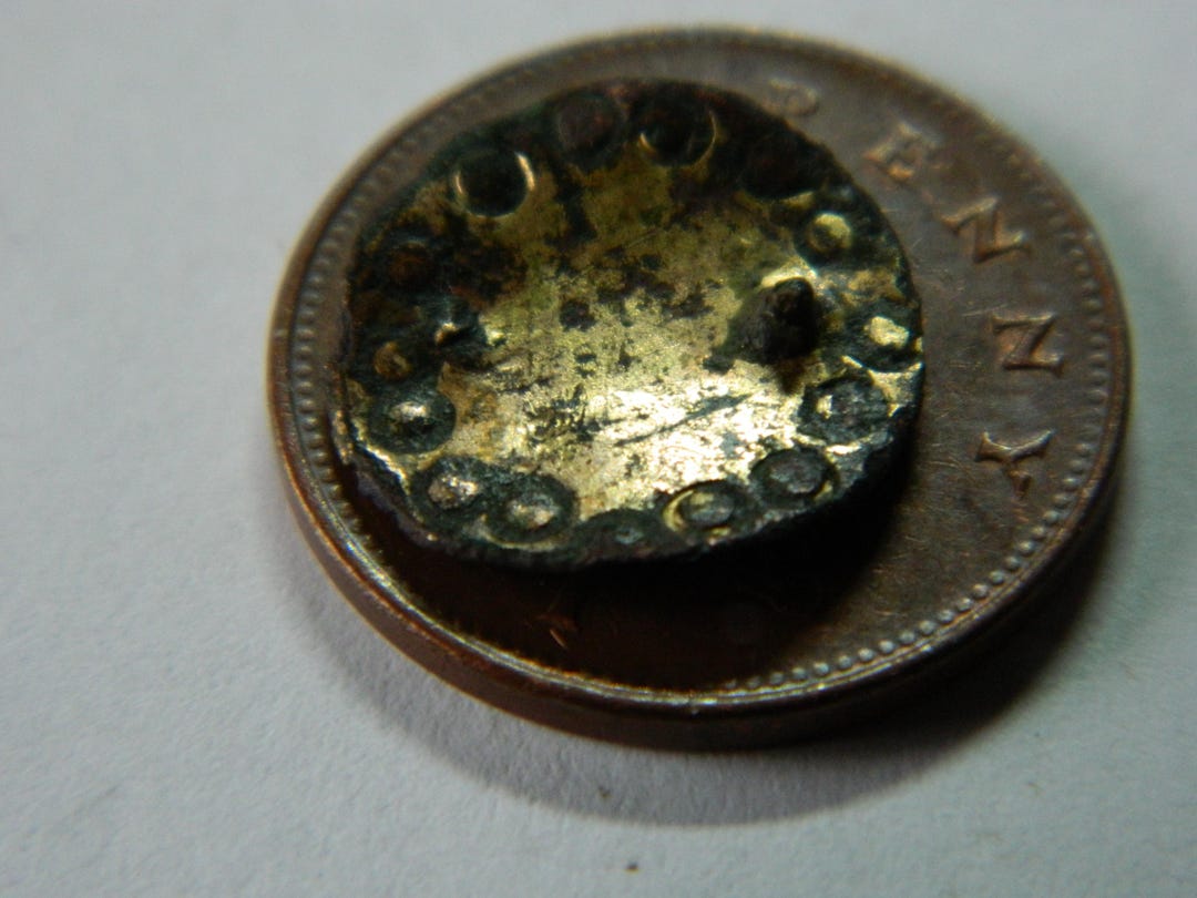 Small Norman / Medieval Gilt Bronze Decorated Stud / Mount Metal ...
