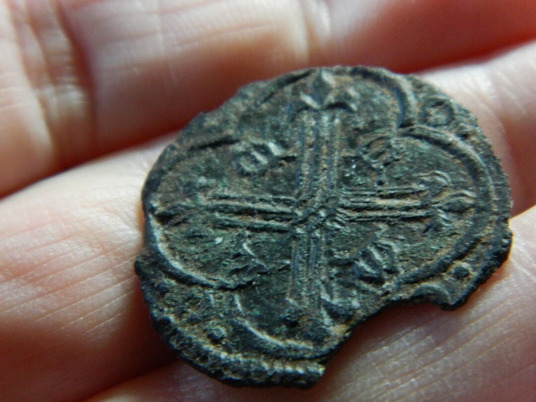 Authentic Medieval Bronze Jetton / Token Depicting a Crown and Cross a ...