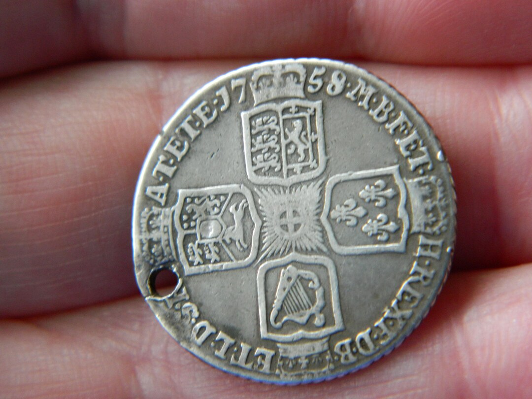 Authentic Vintage King George 2nd Early Milled Silver Shilling Coin ...