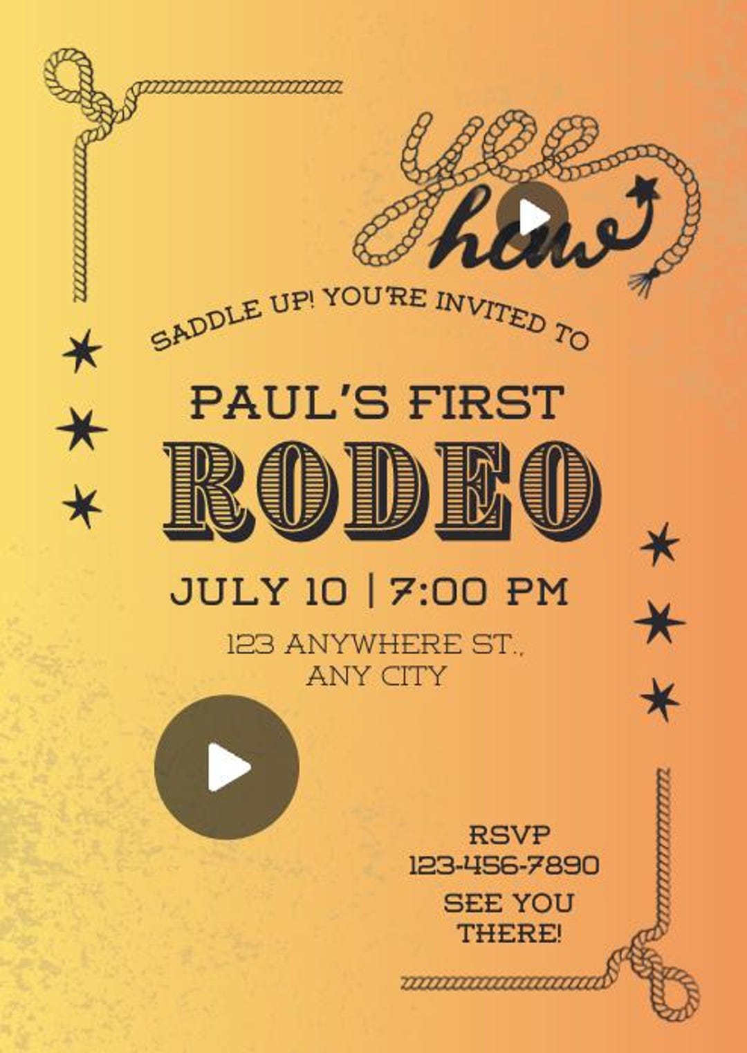Editable Animated Rodeo Birthday Invitation | Printable & Social Media ...