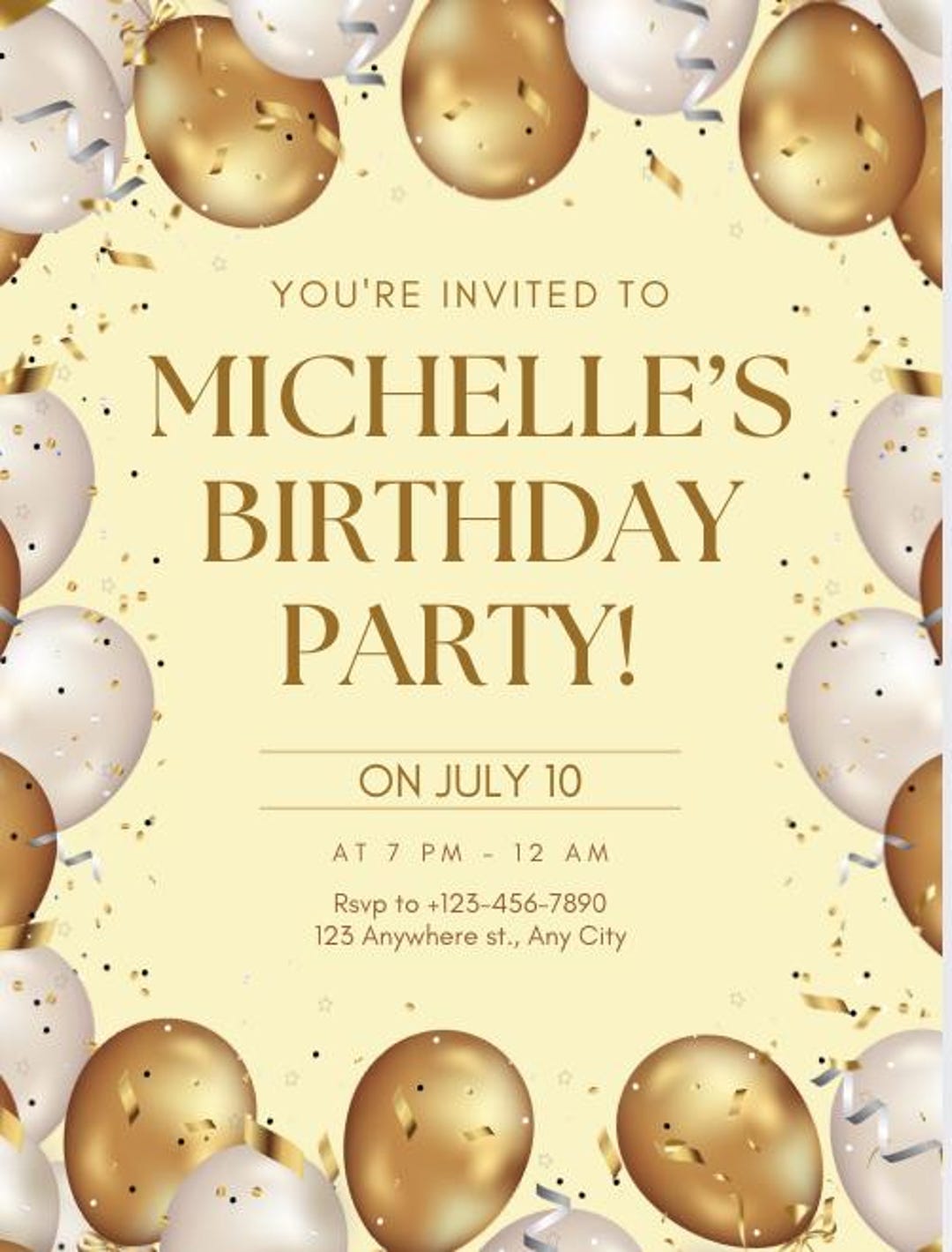Editable & Animated Party Invitation: Balloons and Confetti Digital ...