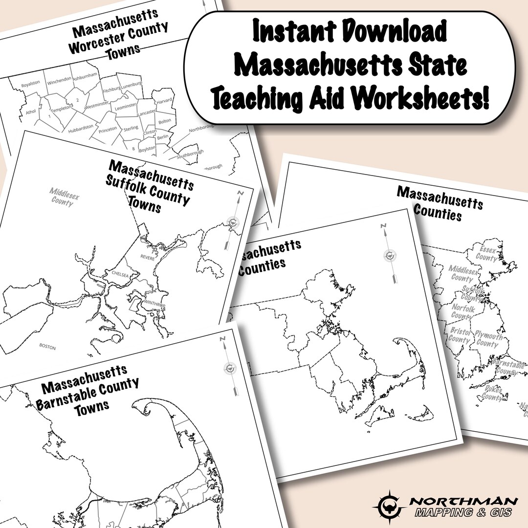 Massachusetts Printable Map Teacher Aid Homeschool Learning Worksheets ...