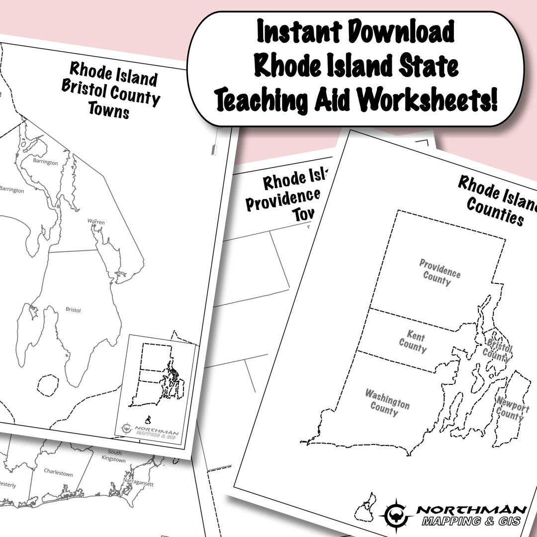 Rhode Island Printable Map Teaching Homeschool Learning Worksheets ...