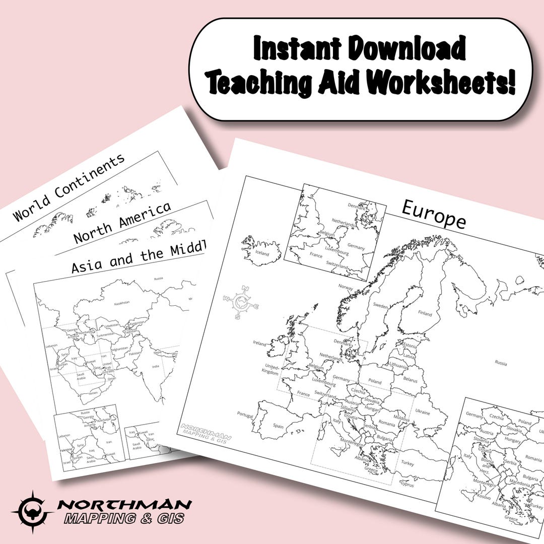 World Map Printable Set – Educational Geography Countries and ...