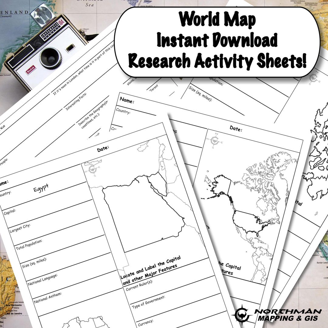 World Map Printable Activity Sheets – Educational Geography Activity ...