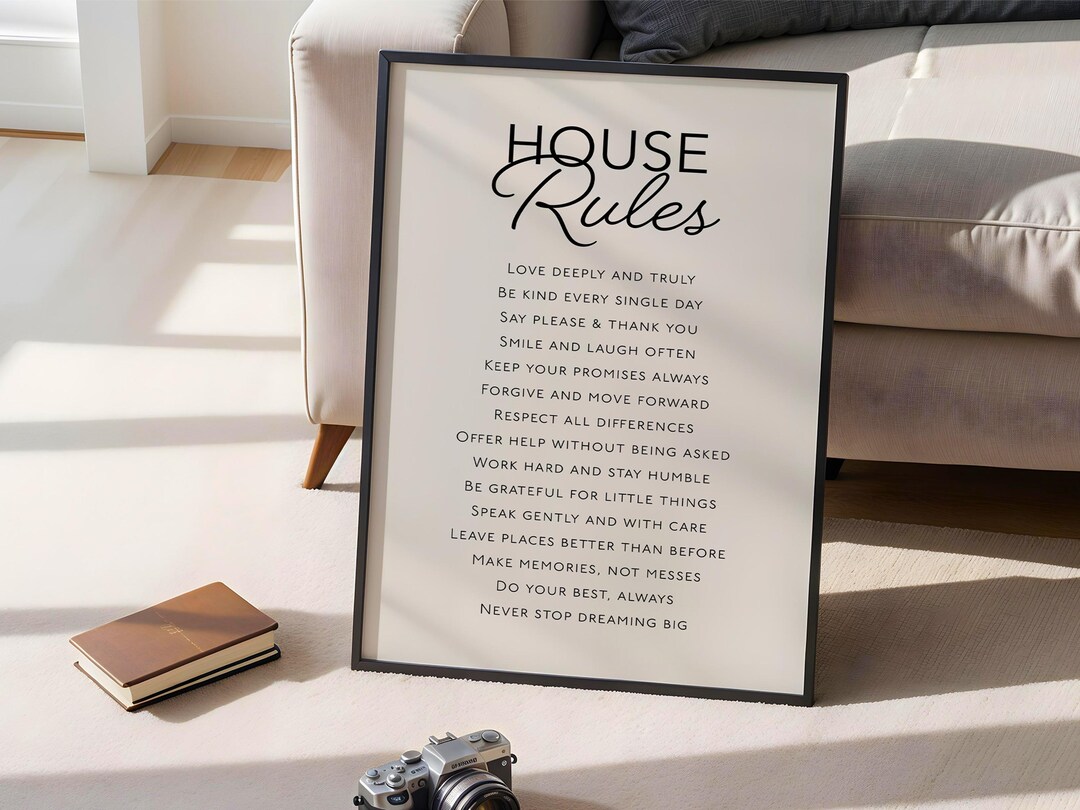 Minimalist House Rules Art Print: Inspirational Family Wall Decor - Etsy
