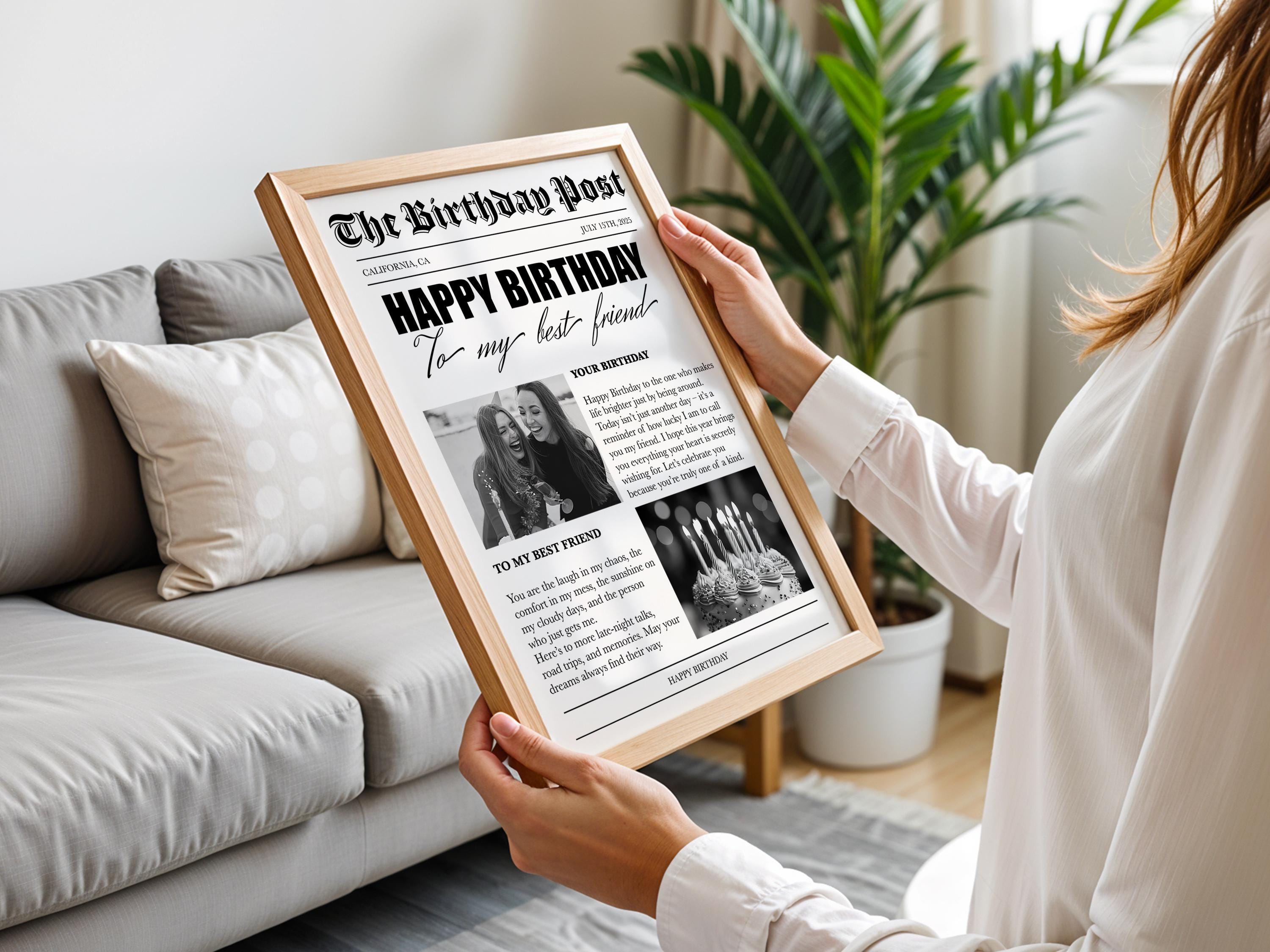 Personalized Birthday Newspaper Poster for Best Friend – Custom Photo ...