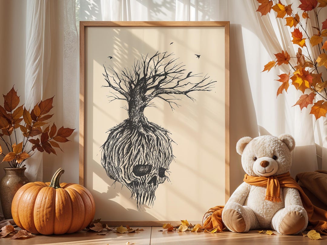 Creepy Tree Skull Art Print: Gothic Halloween Decor (PDF Available - Etsy