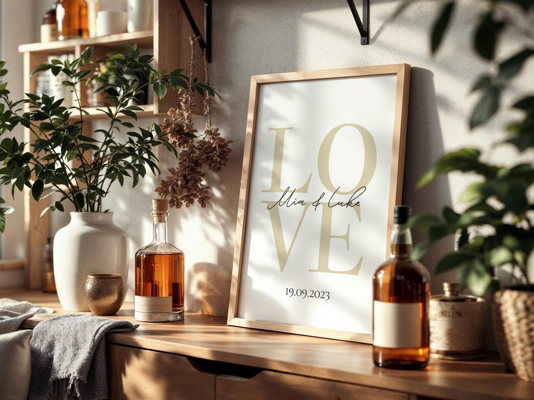 Personalized LOVE Poster: Custom Names & Date, Romantic Wall Art - Etsy