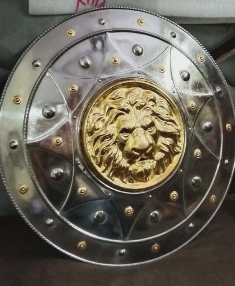22 Inch Medieval Lion Shield – Knight Round Battle Replica for LARP ...