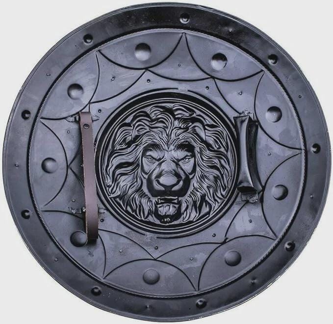 Medieval Lion Face Metal Shield – Round Battle Shield for Cosplay, LARP ...