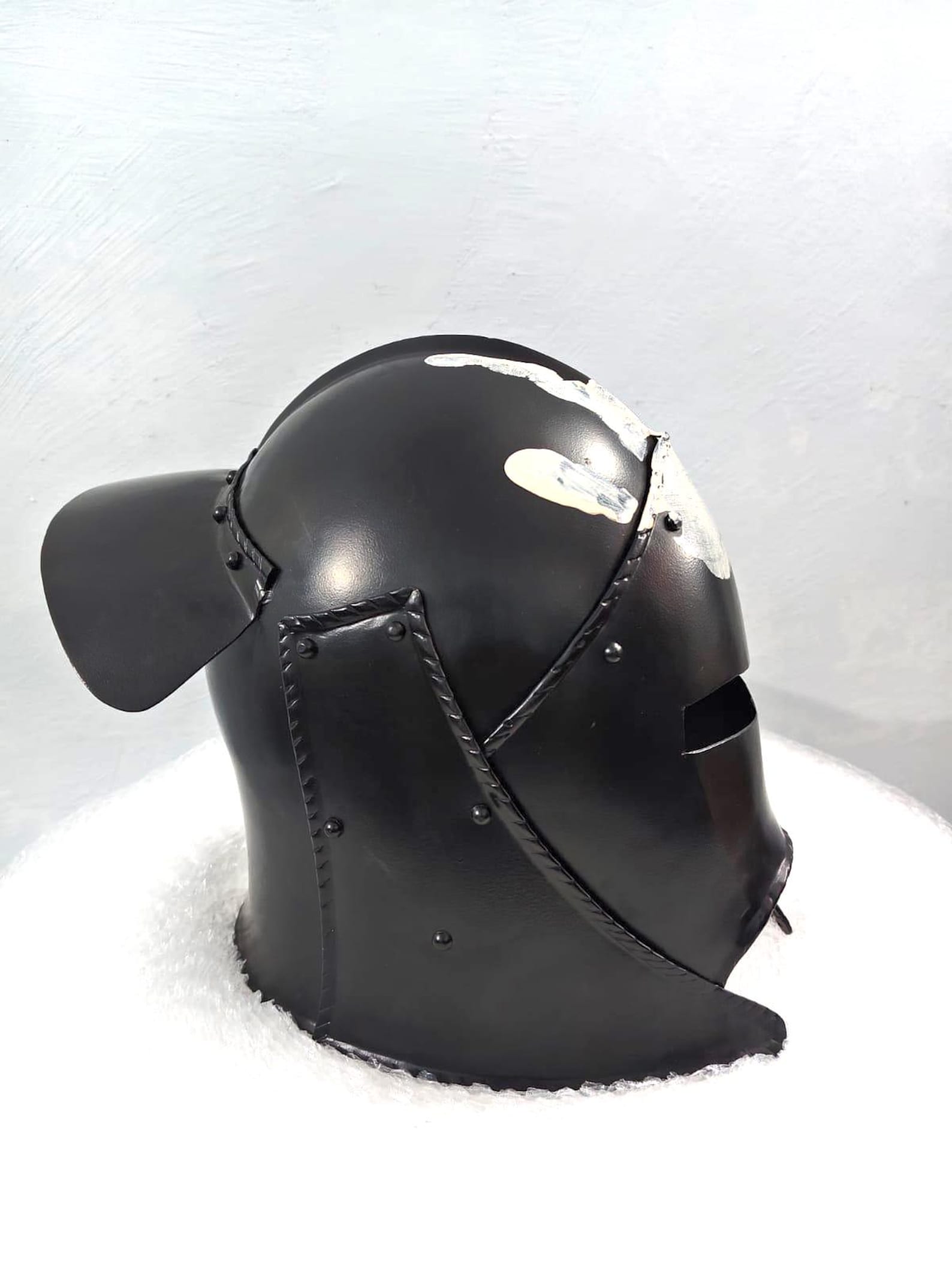 Medieval Black Steel Knight Helmet With Handprint Design – LARP ...