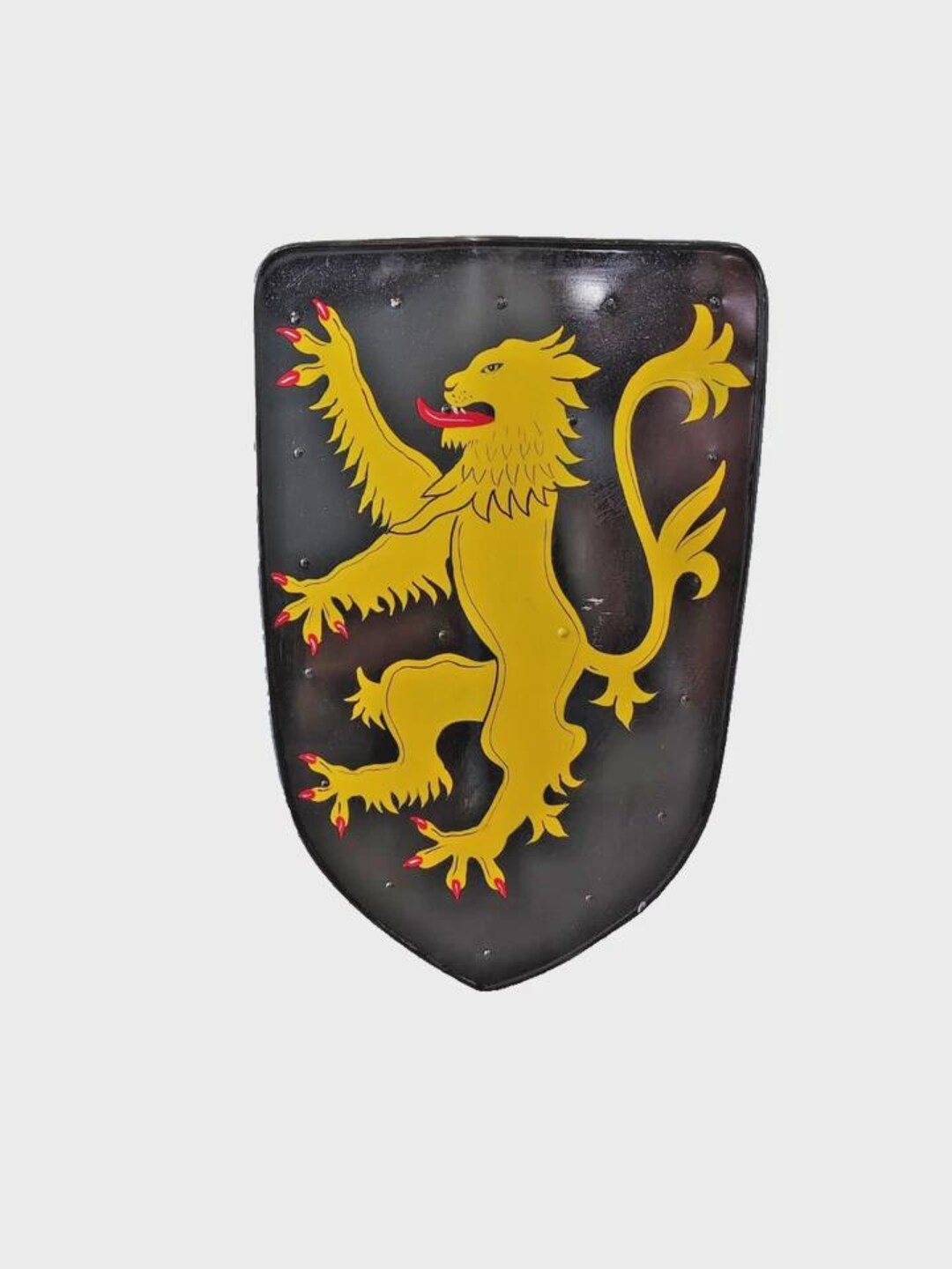 Handcrafted Medieval Lion Shield – Black & Gold Heraldic Wall Decor - Etsy