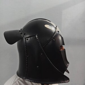 Medieval Black Steel Knight Helmet With Handprint Design – LARP ...
