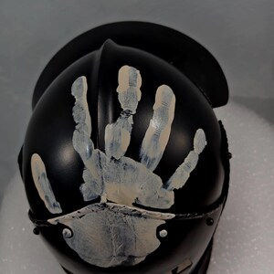 Medieval Black Steel Knight Helmet With Handprint Design – LARP ...