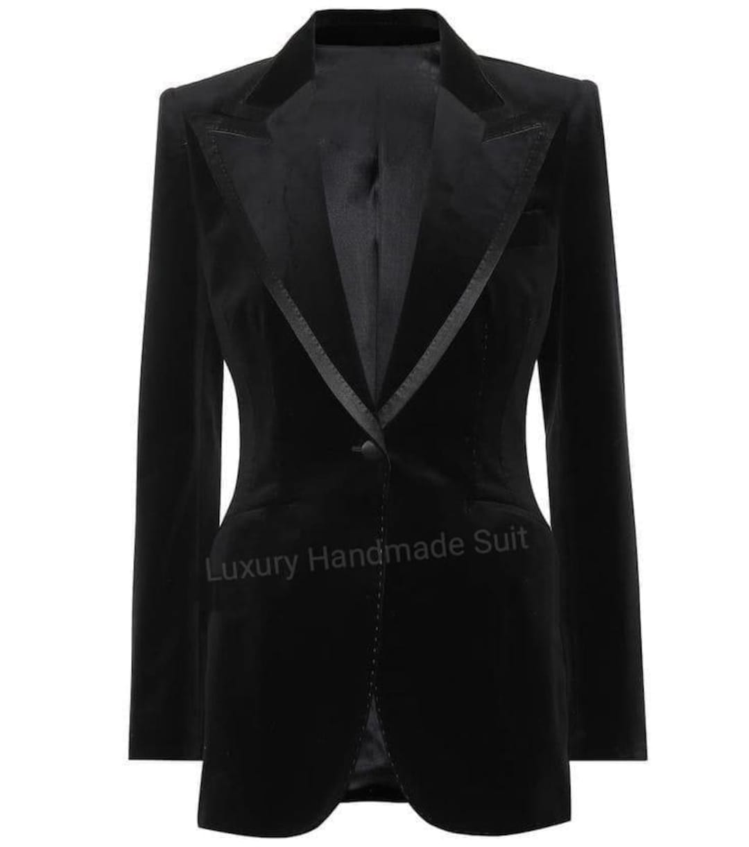 Velvet Tuxedo Blazer: Women's Formal Event Jacket, Catwalk Jacket ...