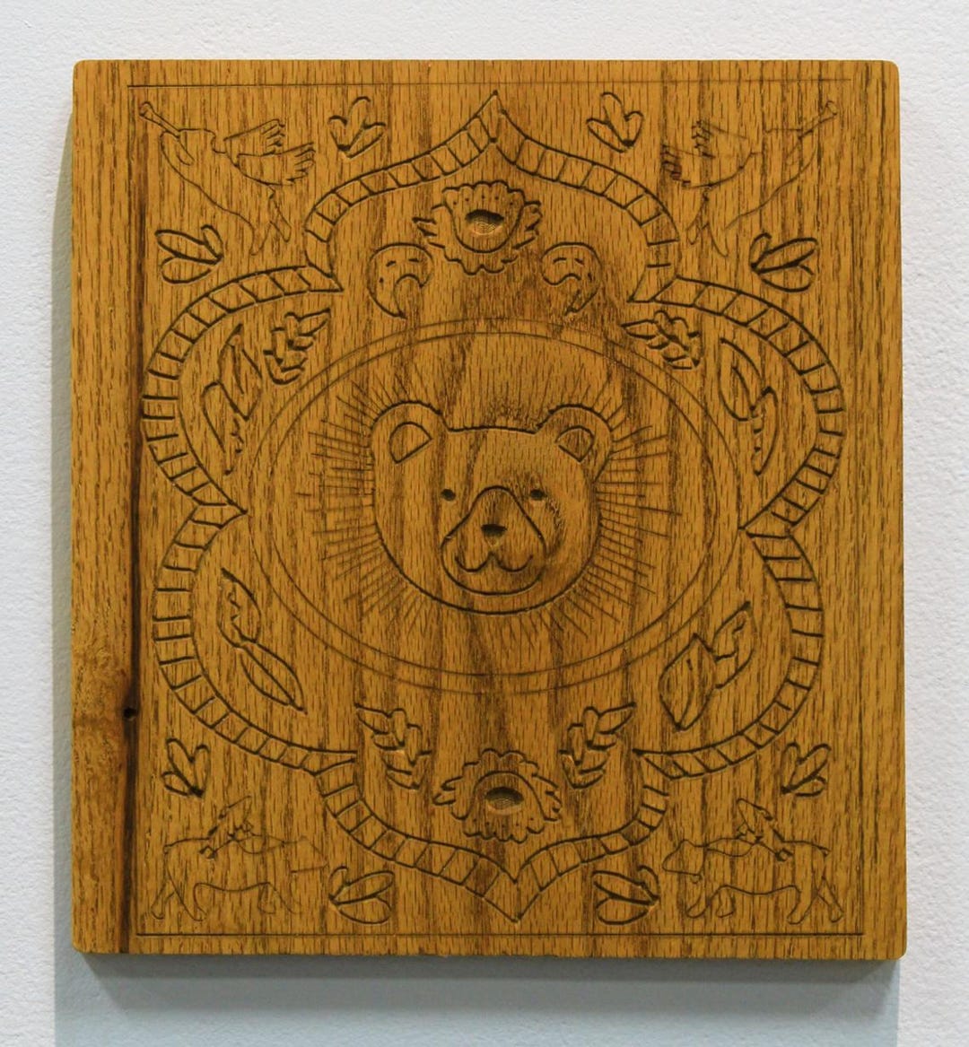 Inscription of a Bear – Engraved Oak Art Inspired by Illuminated ...