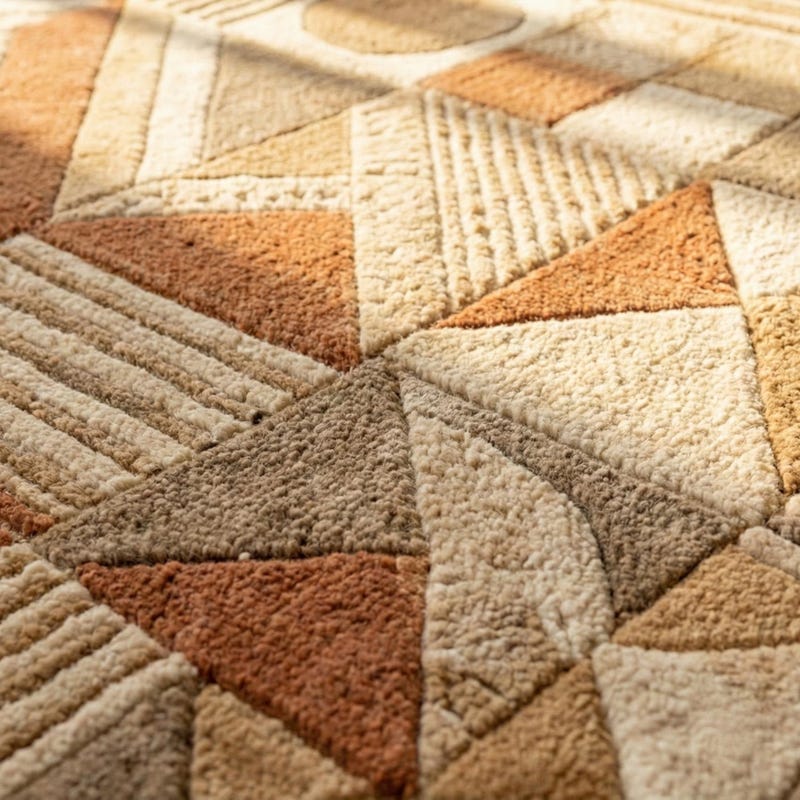 Brown Geometric Area Rug - Etsy UK