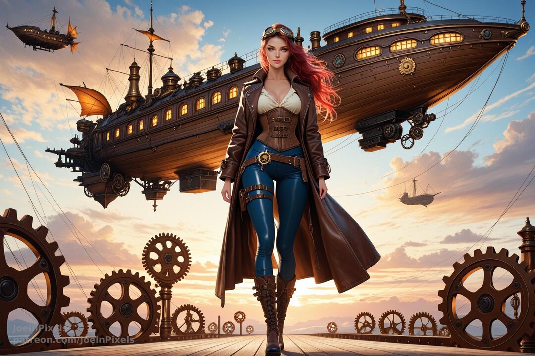 Airship Commanders – Steampunk Pinup Girls Digital Art Pack | Sky ...