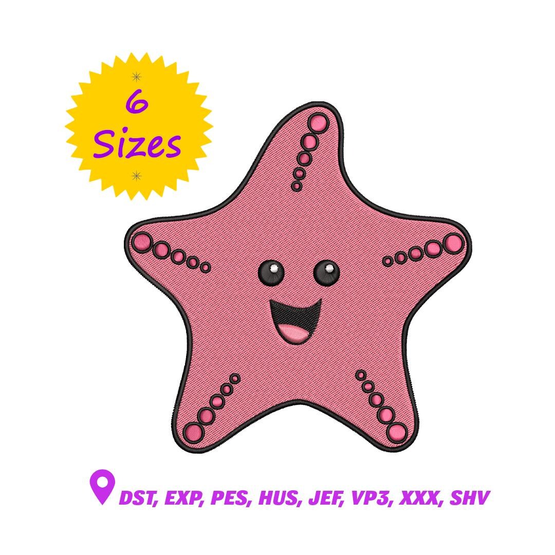 Starfish Machine Embroidery Design – Sea Animal File (6 Sizes, Digital ...