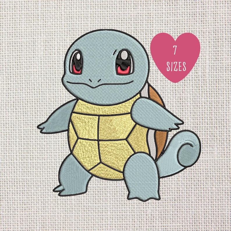 Squirtle Embroidery Design, Pokemon Machine Embroidery File, 7 Sizes ...