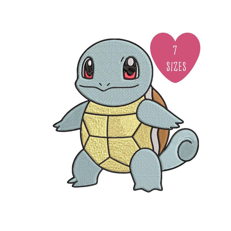 Squirtle Embroidery Design, Pokemon Machine Embroidery File, 7 Sizes ...