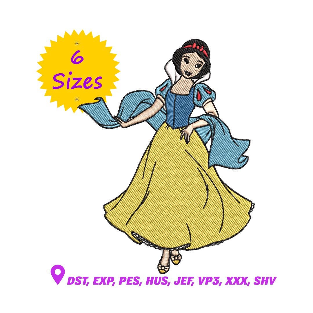Princess Embroidery Design: Snow White Disney Embroidery File, 6 Sizes ...