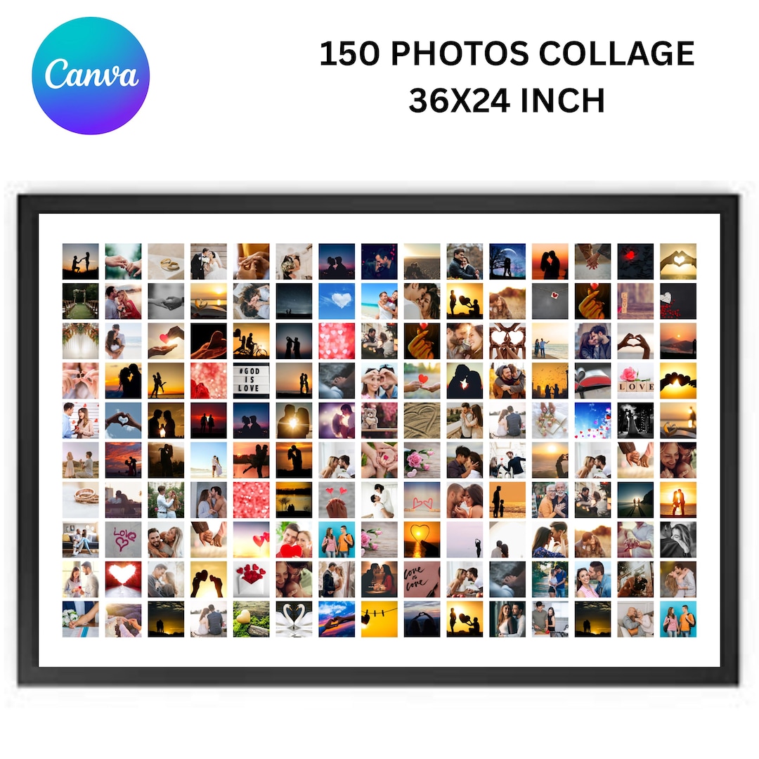 150 Photo Collage 24x36 Inch Template | Minimalist Grid Design ...