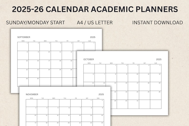 Calendario escolar 2025-2026, Planificador académico mensual, Plantilla ...