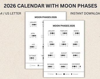 2026 Lunar Calendar – New York Time (EST/EDT) Printable | Moon Phases ...