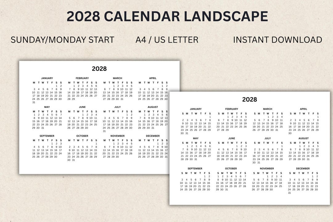 2028 Calendar Printable | Desk & Wall Organizer (PDF Download) - Etsy