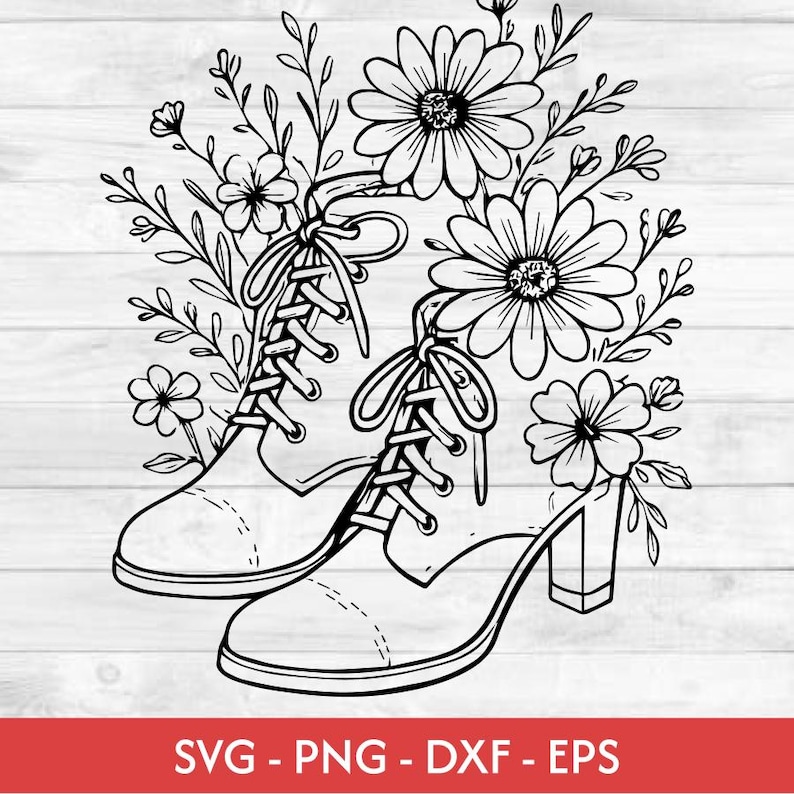 Shoes SVG, Floral Sneakers SVG, Daisy Shoes Svg, Boho Shoes SVG, Floral ...