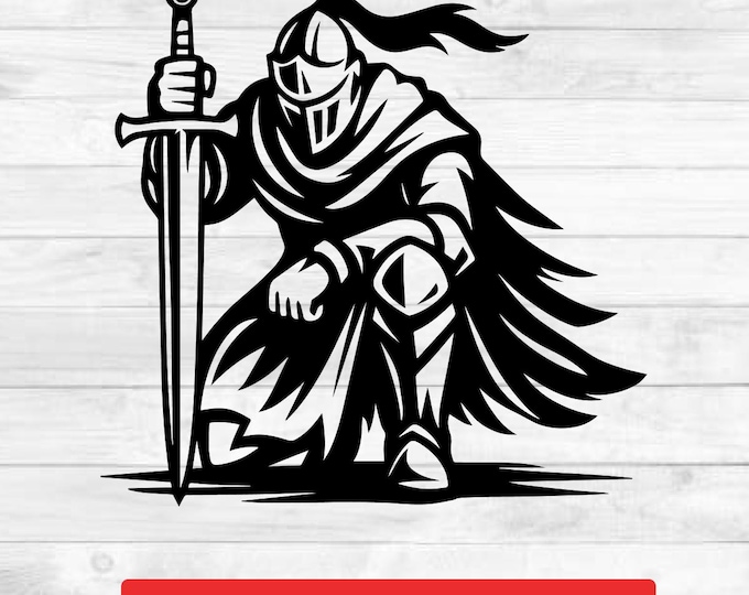Kneeling Knight | SVG PNG JPG | Medieval Knight Design | Gothic T-shirt ...