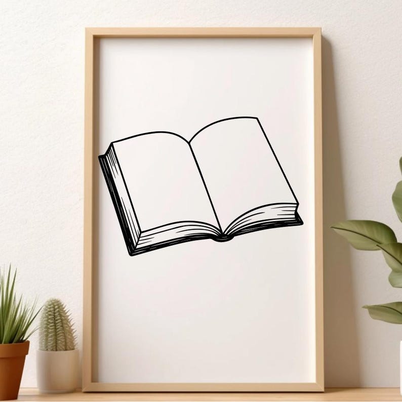 Open Book SVG, Silhouette, Clipart, Open Book Cut File - Etsy