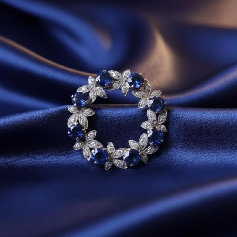 Blue Sapphire Gold Brooch - Etsy