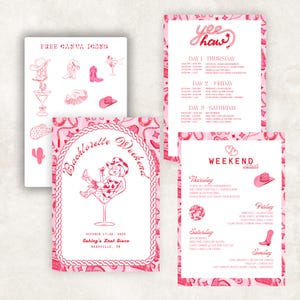 Disco Cowgirl Bachelorette Itinerary – Editable Canva Template – Pink ...