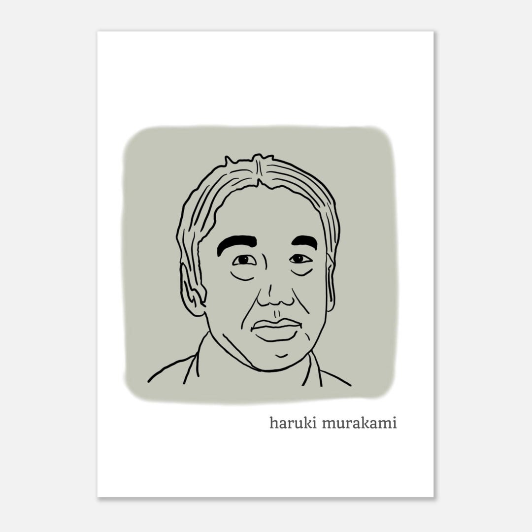 Haruki Murakami Postcard Portrait - Etsy