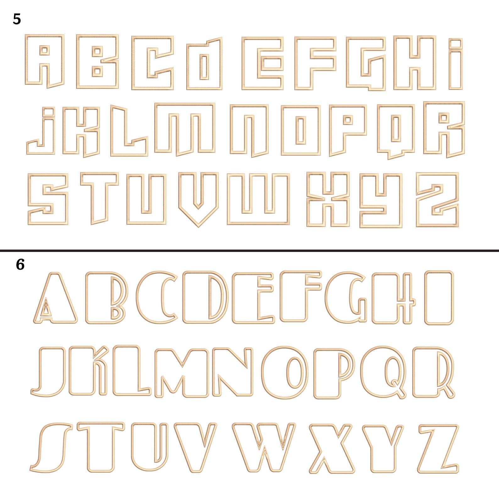 Applique Embroidery Font, 10 Alphabet Bundle (bx, Pes, Jef, Vp3, Dst ...