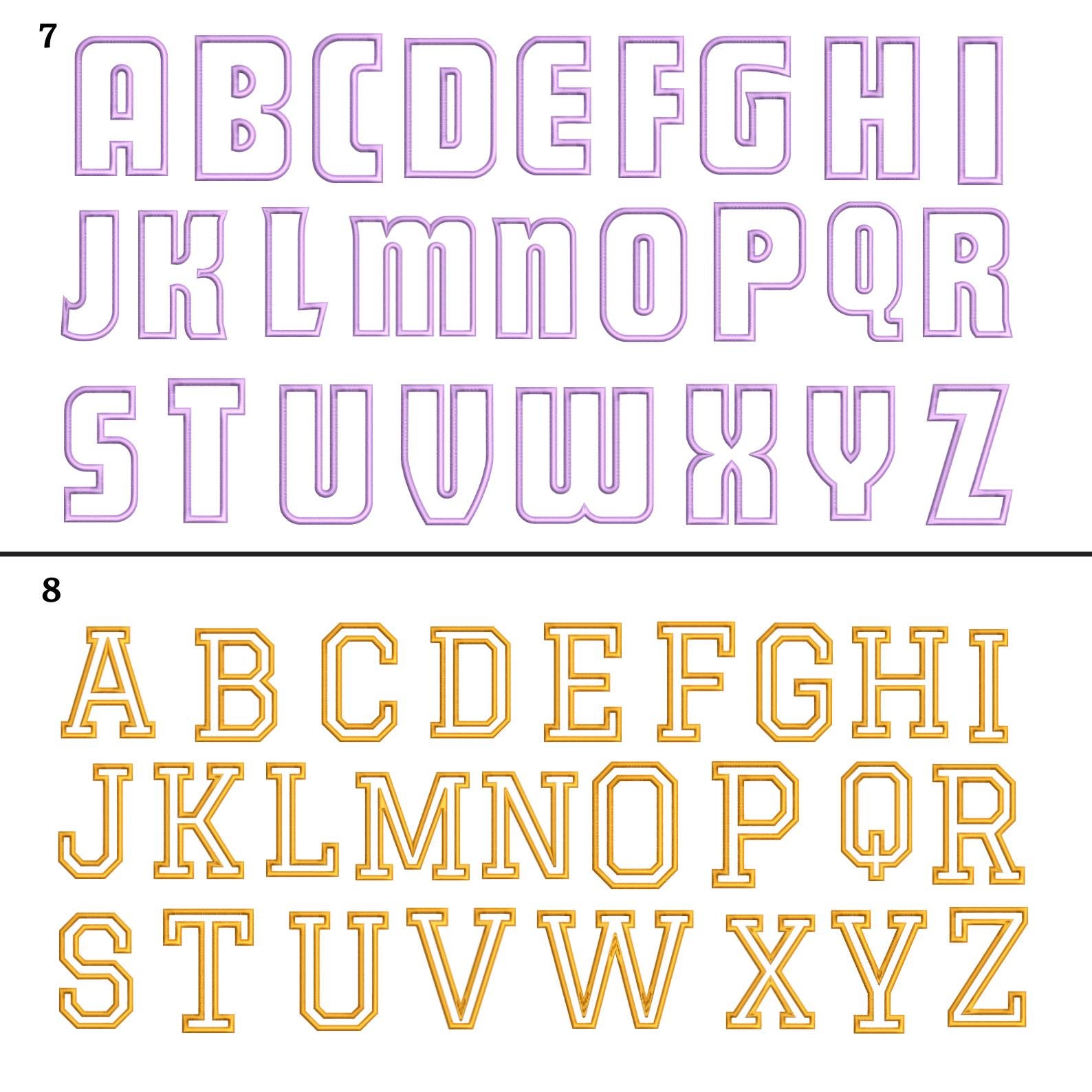 Applique Embroidery Font, 10 Alphabet Bundle (bx, Pes, Jef, Vp3, Dst ...