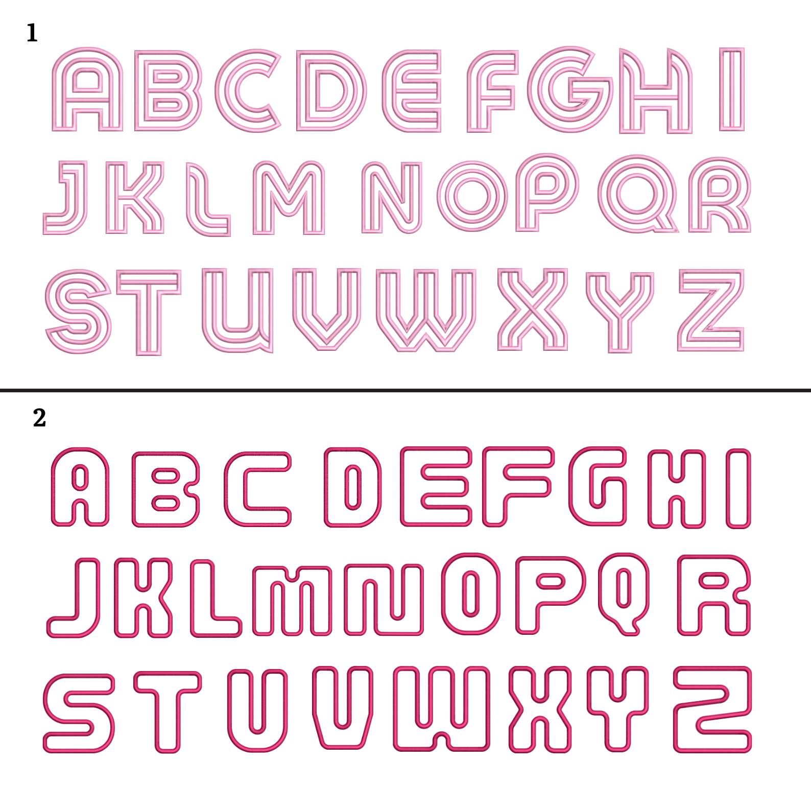 Applique Embroidery Font, 10 Alphabet Bundle (bx, Pes, Jef, Vp3, Dst ...